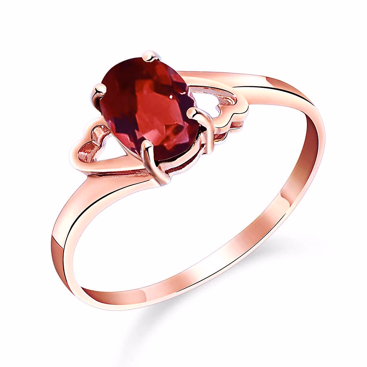 Galaxy Gold GG 14k Rose Gold Ring with Oval-shaped Natural Garnet - Size 6