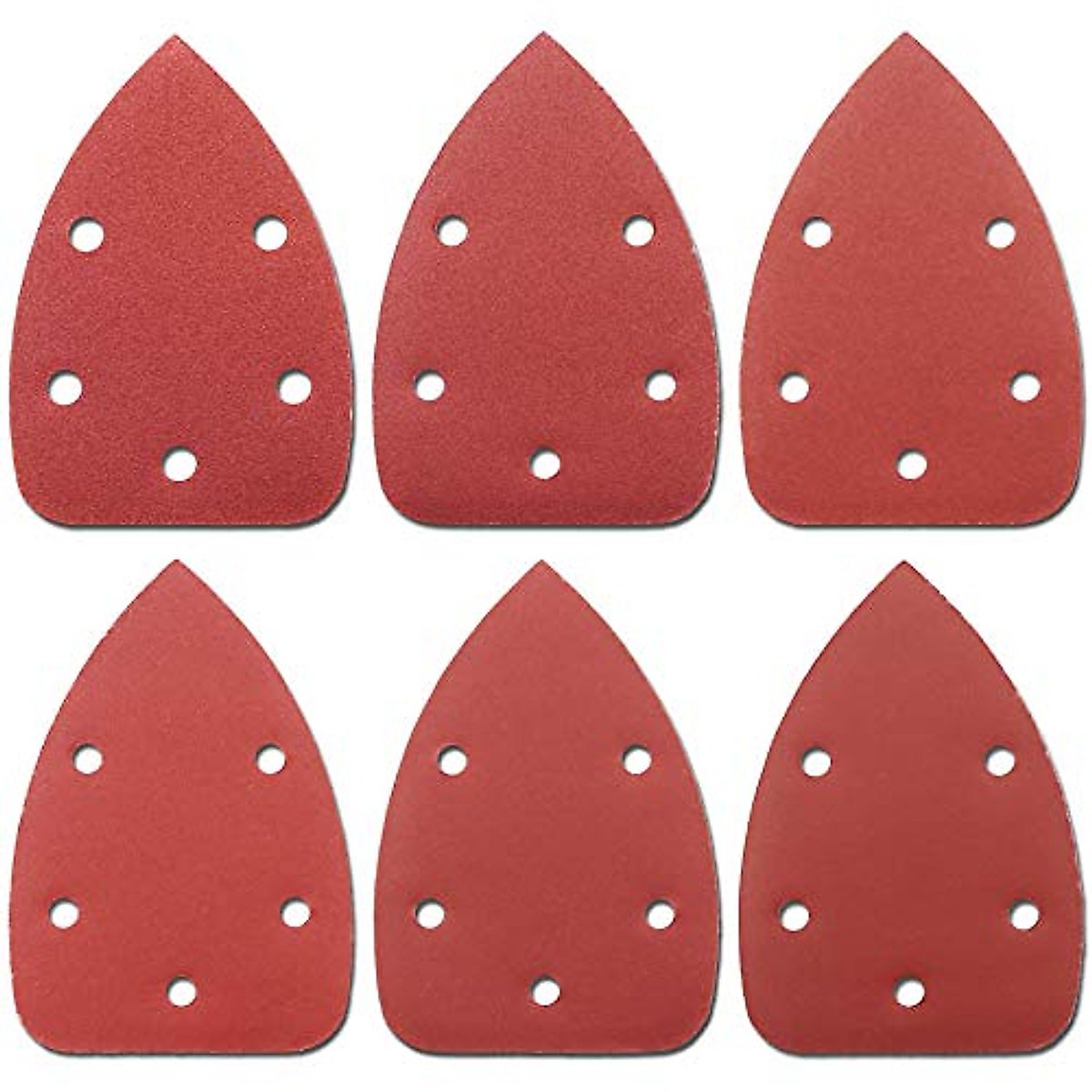 Detail Sander Paper, 120-600 Grits, Hook and Loop Backing, 5 Holes, for Sanding and Polishing, 60 Sheets