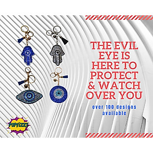 Popfizzy Evil Eye Keychain for Women Crystal Bag Charm Bling Purse Charm Crystal Backpack Clip for Girls Car Keyring