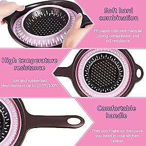 Collapsible Colander Set of 2 Kitchen Colander Strainer, Sink Colander Strainer -Food Colanders Strainers with Handles, Silicone Colanders to Strain your Pasta, Vegetables and Fruits