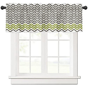 Artwork Store Valances Windows Curtain Abstract Chevron Zig Zag Gary and Yellow Ripple Kitchen Valances Rod Pocket Window Treatment Short Curtains Valance for Window 1 Panel,42 by 18 inches