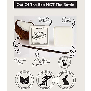 Cleansing & Co 2.11oz Hair Conditioner Bar For Nourishing Scalp and Hair - Hand Made, Zero Waste, Plastic Free, SLS Free, Natural Conditioner Bars for Body Care (Eco-Friendly Coconut Bar Conditioner)