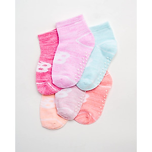 New Balance Baby Girls' Quarter Socks - 12 Pack Soft Quarter Cut Ankle Socks - Newborn Toddler Socks for Girls (12M-24M), Size 2-4T, Pink Assorted Grip