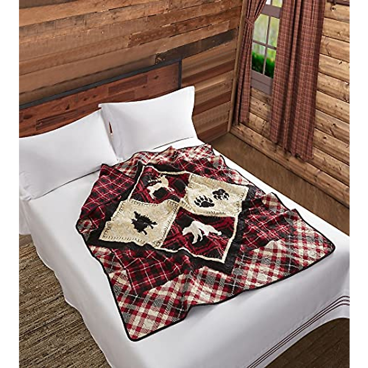 Virah Bella Quilted Throw Blanket 50" x 60" Diamond Bear Lodge Lightweight Throw Quilt Great for Loungers & Extra Bedding - Beautiful Lodge-Themed Blanket