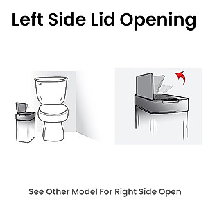 iTouchless 4 Gallon Bathroom Trash Can with Lid and Odor Filter, Lid Opens Left, 15 Liter Stainless Steel Slim Automatic Small Waste Basket Dustbin for Bedroom Home Office Living Room Garage