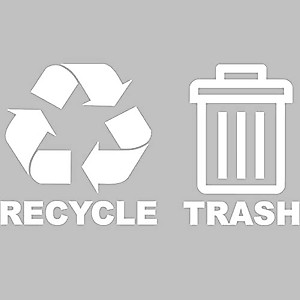 VWAQ Recycle and Trash Decal Set of 2 - Vinyl Recycle Sticker for Trash Can Bin - TC3 (White)