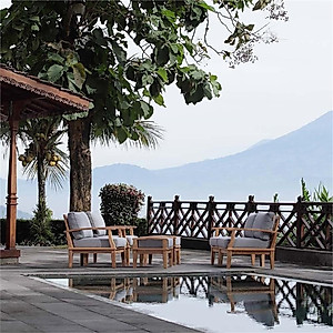 Modway EEI-1819-NAT-GRY-SET Marina Premium Grade A Teak Wood Outdoor Patio, Two Armchairs, Natural Gray