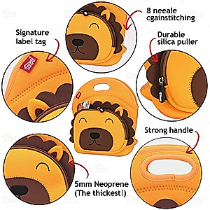 yookee home Lion Lunch Bags for Kids, Thick Insulated Lunch Tote Box with Heavy Duty Zipper for Kids Boys Teens Toddlers Great for Outdoors Travel Work School