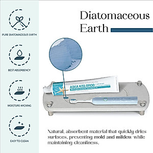 Instant Dry Sink Organizer - Fast Drying Stone Sink Caddy Countertop Tray - Water Absorbent Stone for Kitchen & Bathroom - Diatomaceous Earth Bottle Drying Rack Mat - Dish Sponge Countertop Organizer…