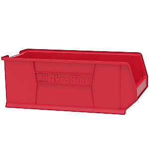 Akro-Mils 30293 Super-Size AkroBin Heavy Duty Stackable Storage Bin Plastic Container, (30-Inch L x 16-Inch W x 11-Inch H), Red, (1-Pack)