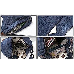 Dreams Mall(TM Women's Handbag Denim Purse Hobo Tote Top Handle Jean Shoulder Crossbody Bags,Light Blue