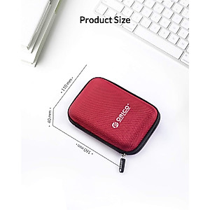 ORICO Hard Drive Case 2.5 inch External Drive Storage Carrying Bag Waterproof Shockproof with Inner Size 5.5x3.5x1.0inch for Organizing HDD and Electronic Accessories, Red(PHD-25)