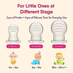 NatureBond Baby Food Feeder/Fruit Feeder Pacifier (2 Pack) - Infant Teething Toy Teether | Includes Additional Silicone Sacs