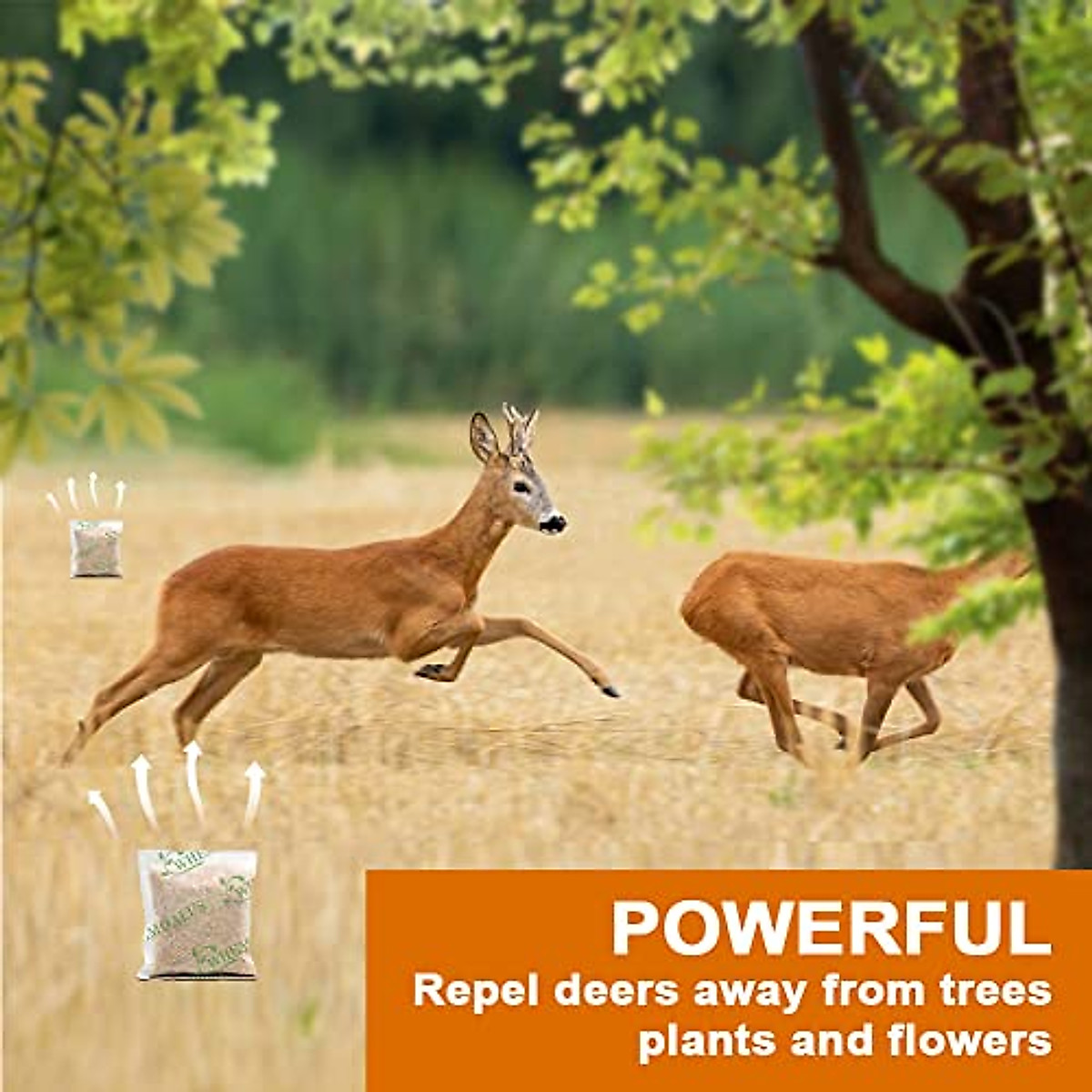 DALIYREPAL Deer Repellent, Rabbit Repellent Outdoor,Deer Repellent for Plants, Rabbit Repellent for Yard Powerful, Deer Deterrent for Trees,Outdoor Deer Repellant Yard 12 Packs/Bag