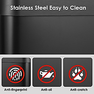 Arlopu Automatic Trash Can,Sensor Motion Stainless Steel Garbage Bin, Touchless Smart Waste Bin, W/Stay-Open, Soft Close Lid, Display Light for Kithchen, Living Room, Office (Black, 21.1gal)