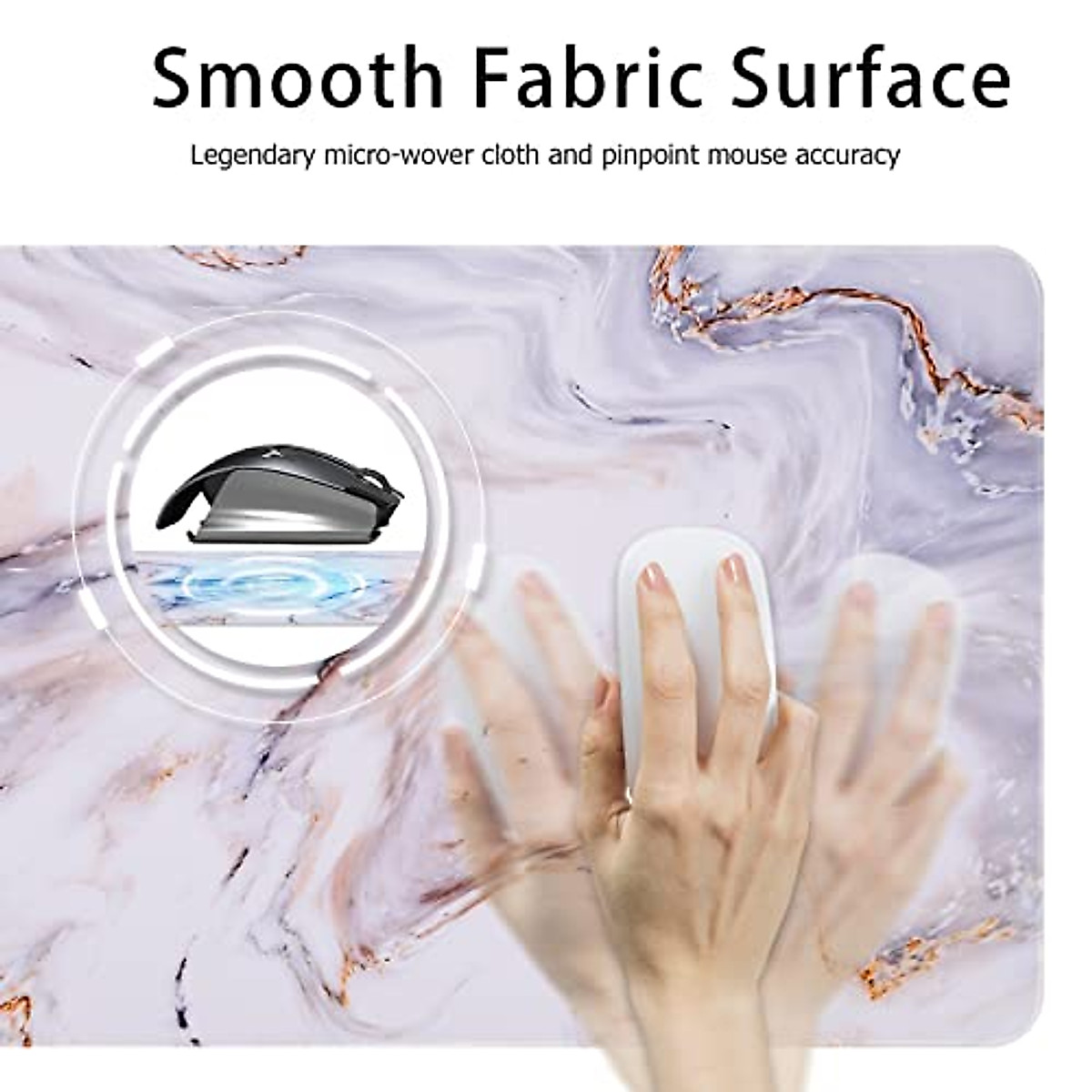 Anyshock Desk Mat, Gaming Mouse Pad Large (35.4" x 15.7" inch), XXL Keyboard Pad with Stitched Edges, Non Slip Rubber Base, Waterproof Computer Desk Pad for Office, Home, Men(Platinum Marble)