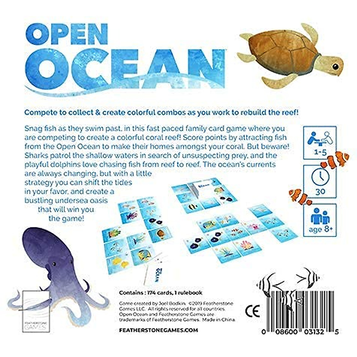 Open Ocean Card Game | Family Friendly Drafting + Tile Placement Game | Enjoyed by Kids, Teens, and Adults | Ideal for 1-5 Players | 8+