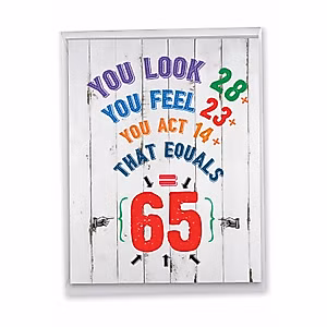 NobleWorks - Jumbo Card for 65th Birthdays (8.5 x 11 Inch) - Fun Milestone Birthday Celebration, Big Group 65 Year Old Greeting from All of Us - Age Equation 65 J9421MBG-US