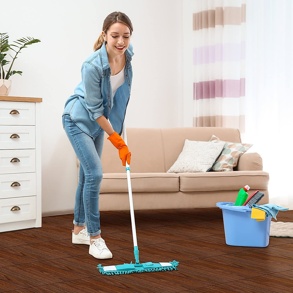 Sasylvia 48 Pcs Peel and Stick Floor Tile Wood Grain Vinyl Flooring Self Adhesive Waterproof Bathroom Floor Tile for Living Bedroom Kitchen Floor, 11.8 x 11.8 Inch,Dark Brown(Fresh Style,Dark Brown)