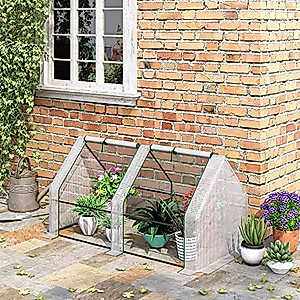 Outsunny 6' x 3' x 3' Portable Mini Greenhouse Outdoor Garden with Large Zipper Doors and Water/UV PE Cover, White