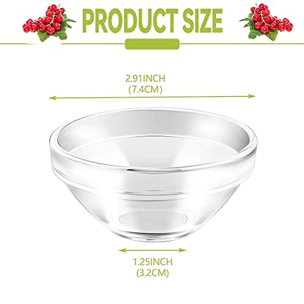 Vmiapxo 10 Pack 3" Clear Glass Bowls, 2.5oz Stackable Small Prep Bowls Portion Dishes Serving Bowl for Dessert Snack Spice Sauce Tasting