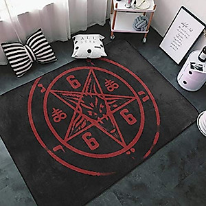 SWEET TANG Area Evil Goat Devil Pentagon Rug Soft Anti-Skid Floor Carpet Bedroom Rug Flannel Carpet Non-Slip Home Decor Durable Bedside Rug Premium Play Mat, 60inchx39inch