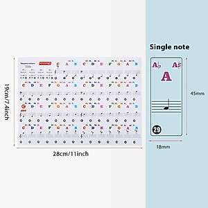 VGEBY 61/88 Keys Piano Stickers, Transparent Removable Keyboard Double Layer Coating for Kids and Beginners(Colored)