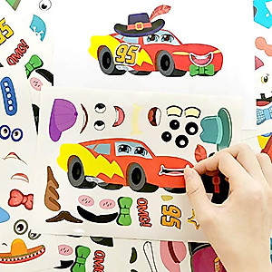 36 PCS Make a Face Stickers, Make Your own Stickers, Car and Airplane Sticker for Kids, Stickers as Gift of Festival, Reward, Birthday, Party Favor, Art Craft, Kids Party Favors