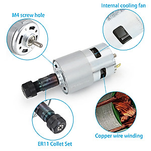 RATTMMOTOR DC Motor CNC 775 Spindle Motor 100W 12-24VDC 20000RMP + ER11 Collet for DIY Mini CNC Router 3018 3018Pro 3018Pro-Max 3018Pro-N 1610 1610Pro Engraving Router Milling Machine