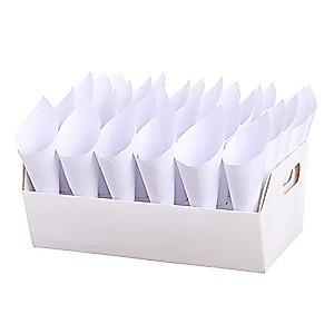 Wedding Confetti Cone Stand Boxes - 30 Holes for 30 Confetti Cones White Cone Stand Tray with kraft Cone Papers (Paper - white)