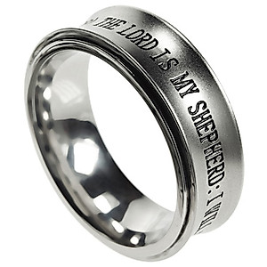 K26 Psalm 23 The Lord is My Shepherd Scripture Verse Spinner Ring Bible Christian (13)