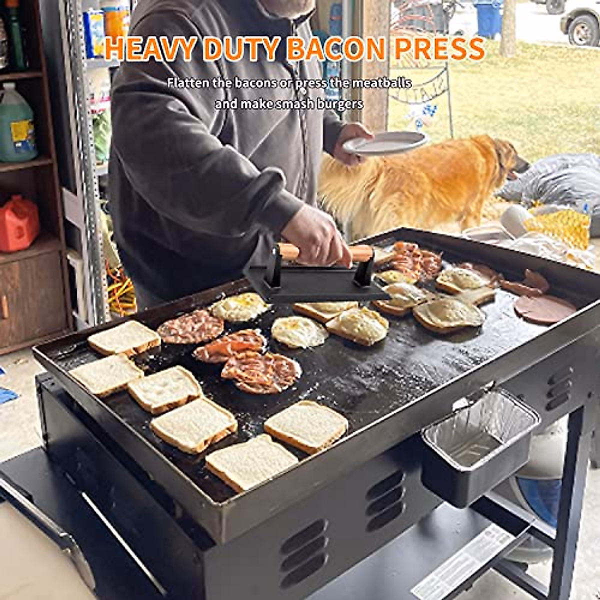 BBQ Accessories 12 Inch Round Stainless Steel Basting Cover - Cheese Melting Dome Round Cast Iron Grill Press Kit for Hamburger Bacon Steak, Best for Blackstone Camp Chef Flat Top Griddle Grill