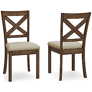 Signature Design by Ashley Moriville Modern Farmhouse 19" Upholstered Dining Room Chair, 2 Count, Brown