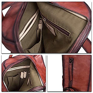 Genuine Leather Sling Bag for Men Vintage Handmade Crossbody Chest Bag Casual Daypack Hiking Backpack Motorcycle Pack (Coffee)