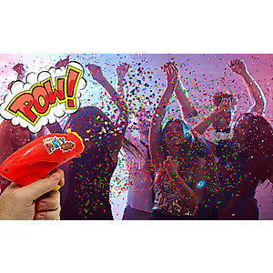 JA-RU Confetti Party Poppers Gun (2 Guns & 56 Shots) Party Supplies Reusable Multicolor Metallic Confetti Poppers Gun Confetti Gun, Party Favors or Kids and Adults Birthday Parties.955-2-956-2s