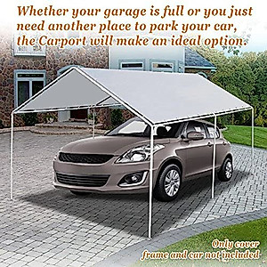 Strong Camel 10'x20' Carport Replacement Canopy Cover for Tent Top Garage Shelter Cover with Ball Bungees (Only Cover, Frame is not Included)