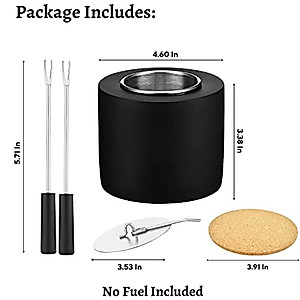 Tabletop fire Pit | Smores Maker Mini Indoor Fire Pit- Portable Table Top Fire Pit Bowl with Roasting Forks and Cork Pad -Tabletop Mini Indoor Fireplace -Small Fire Pit (Black)