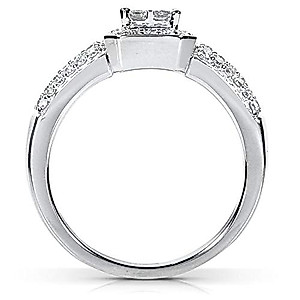 Kobelli Princess Diamond Wedding Set 3/4 carat (ctw) in 14k White Gold - 3 Piece Set, Size 7, White Gold