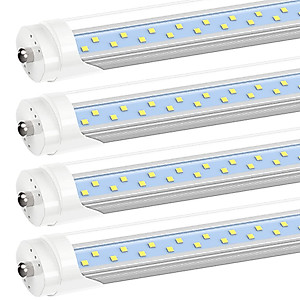 JESLED T8/T10/T12 8FT LED Tube Light Bulbs, 50W 6000LM, 5000K Daylight White, 8 Foot Single Pin FA8 LED Fluorescent Replacement for Shops Garage Light Fixtures, ETL Listed, Remove Ballast (4-Pack)