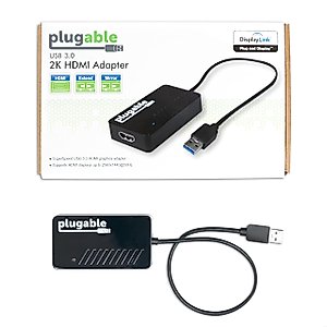 Plugable USB 3.0 to HDMI Video Graphics Adapter with Audio for Multiple Monitors up to 2560x1440 Supports Windows 11, 10, 8.1, 7, XP, and Mac
