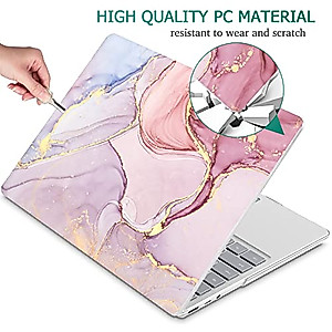 Mektron Designed 15" Microsoft Surface Laptop 3/4/5 Case 2019/2021/2022 Models:1872/1873/1953/1979 Laptop Cover,Plastic Hard Shell with Screen Protector + Keyboard Cover + Dust Plugs,Pink Marble