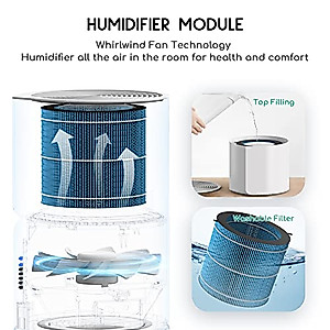 Afloia 2 in 1 HEPA Air Purifier with Humidifier, 3 Stage H13 Filters for Home Allergies Pets Hair Smoker Odors, Evaporative Humidifier, Auto Shut Off, Quiet Air Cleaner with Seven Color Light,MIROPRO