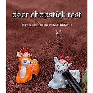 KLAPR APOLM Deer Ceramic Chopstick Rest Sika Deer Four Colors Perfect for Families,Christmas Restaurants and Izakaya Exquisite Chopstick Rests