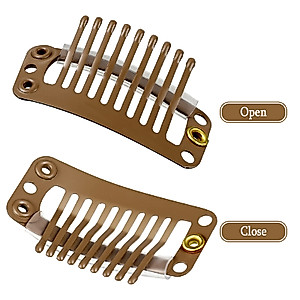 WILLBOND 30 Pieces 32 mm 9-teeth Hair Extension Clips (Light Brown) for Women Hair Extensions DIY