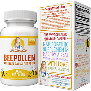 Bee Pollen from Dr. Danielle, Natural Bee Pollen Supplement, 500mg, 120 Veggie Capsules
