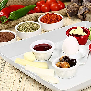 i BKGOO White Large Tray,Melamine Serving Tray with Handles, Set of 2 Rectangular Tray for Food Organizer,Breakfast, Lunch, Dinner 15.5 x 12.2 x 1.6 inch