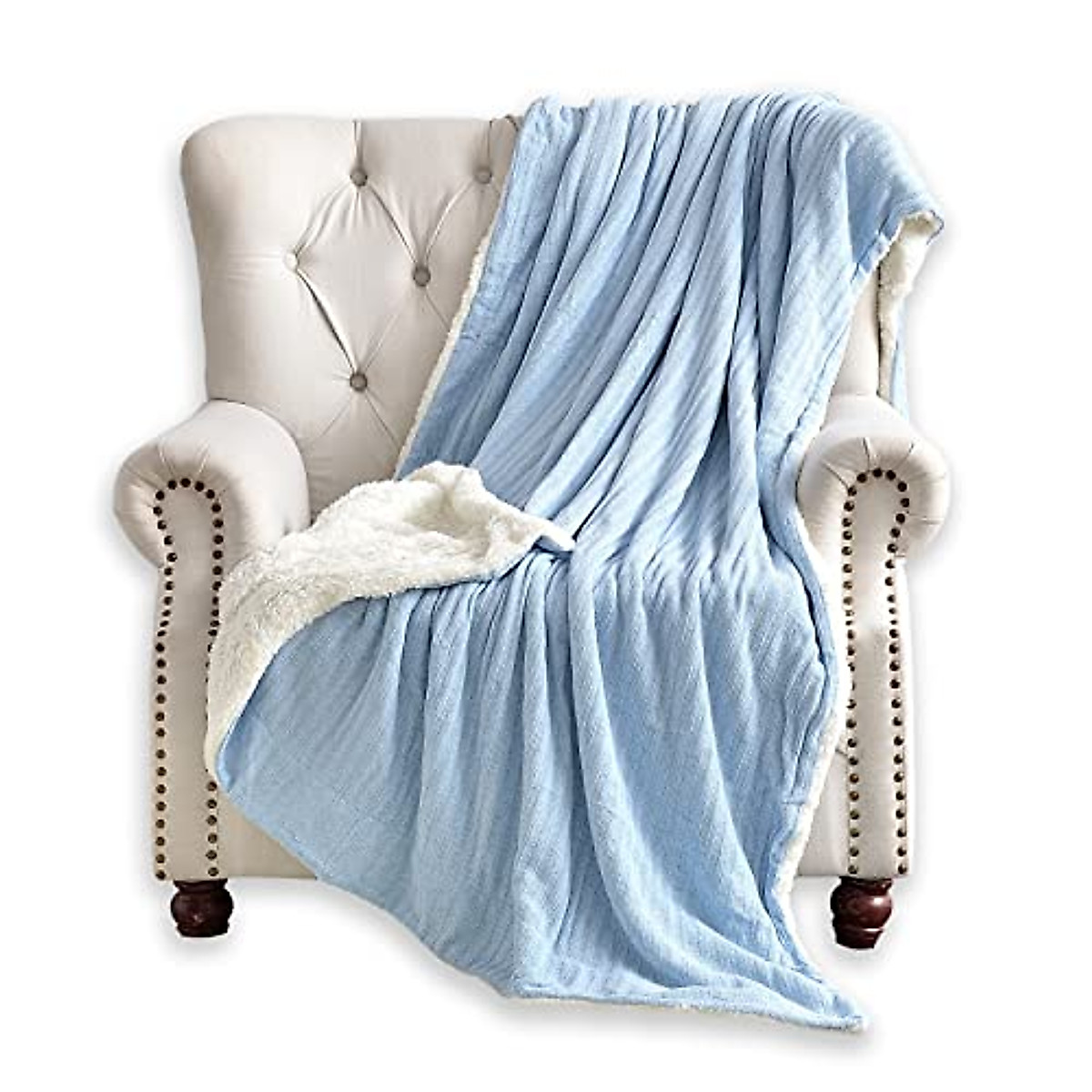 FY FIBER HOUSE Fleece Throw Blankets Thick Sherpa Blanket Soft Throws Plush Cozy Baby Chenille Throw Blanket for Sofa - 50x60 Inches, Blue