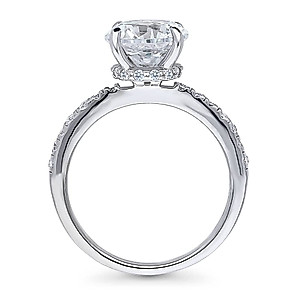 BERRICLE Sterling Silver Solitaire Wedding Engagement Rings 2.7 Carat Round Cubic Zirconia CZ Hidden Halo Promise Ring for Women, Rhodium Plated Size 5.5