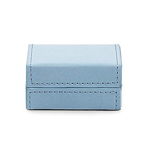 Oirlv Blue Leather Double Rings Box Couple Rings Bearer Case for Wedding,Proposal,Engagement.