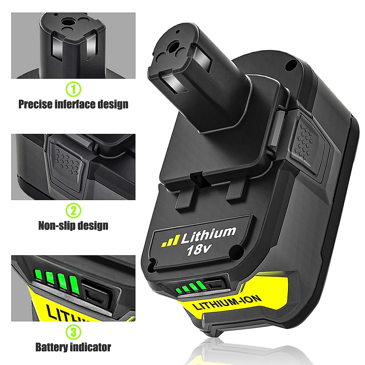 Amsbat 2 Packs 6.0Ah Replacement for Ryobi 18V Battery Lithium 18 Volt Battery P102 P104 P105 P107 P108 P109 P190 P122 Cordless Power Tools [Upgraded to 6.0Ah](Yellow)